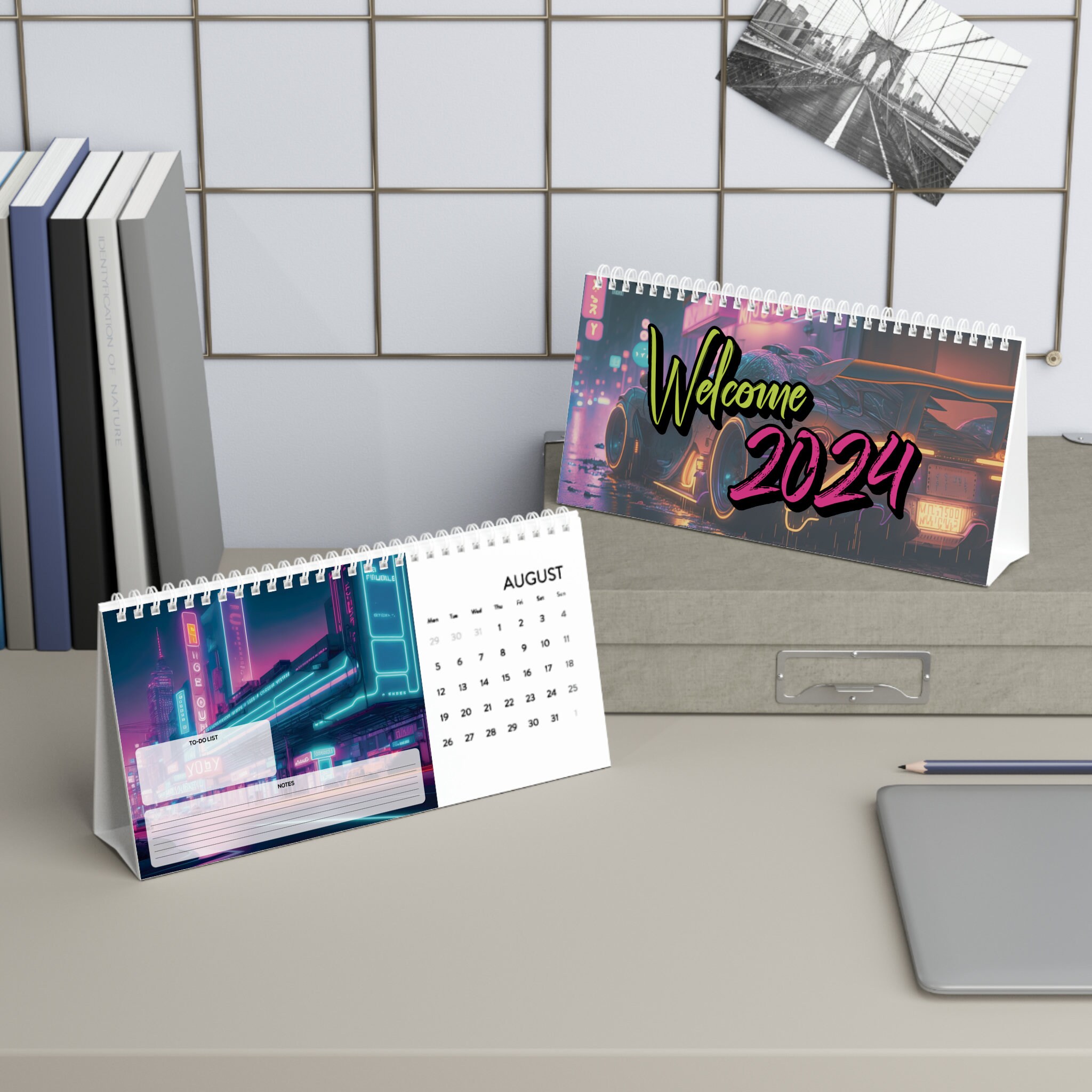 Welcome 2024 Cyberpunk City Desk Calendar - Etsy