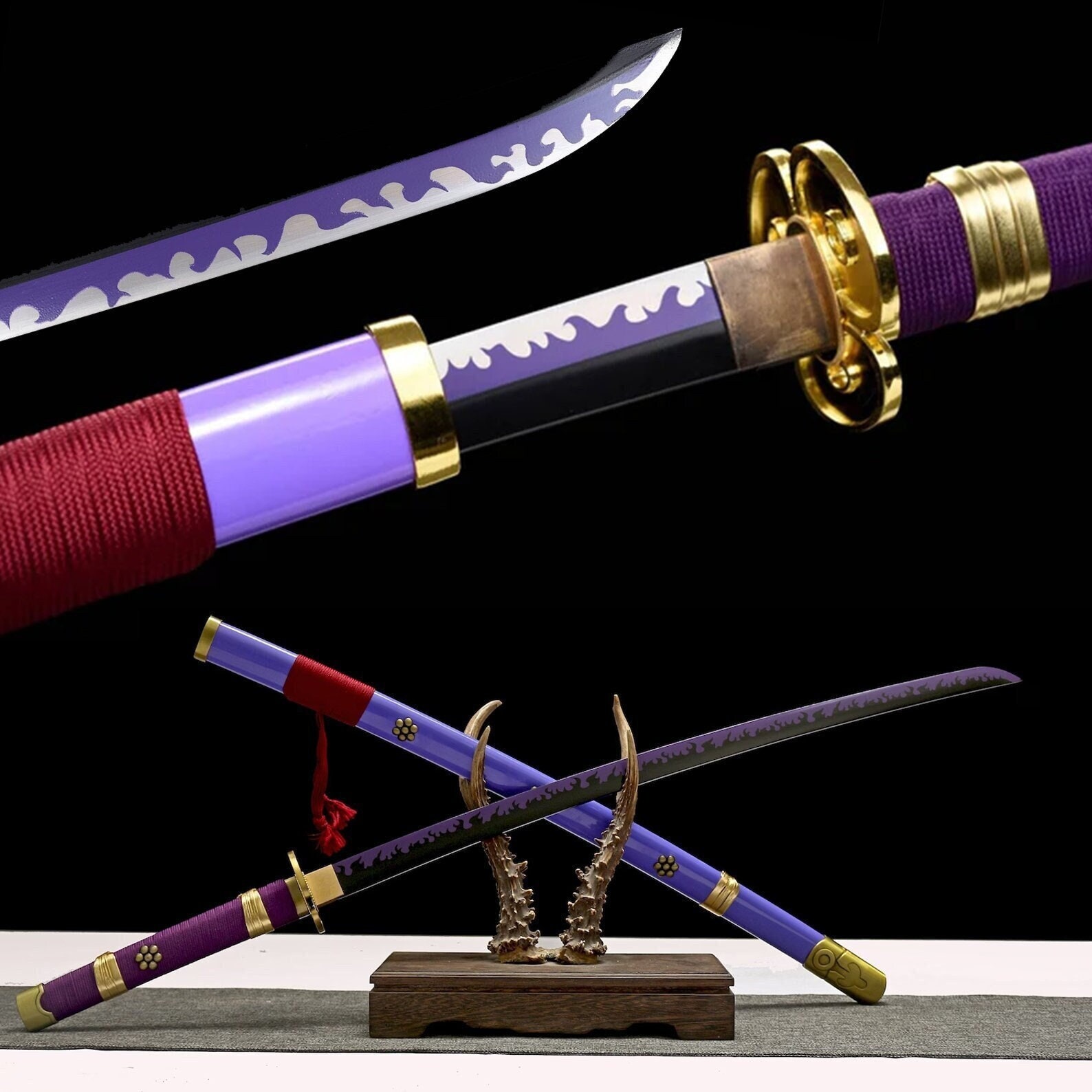 One Piece Handmade Japanese Katana Roronoa Zoro Katana Samurai Real ...