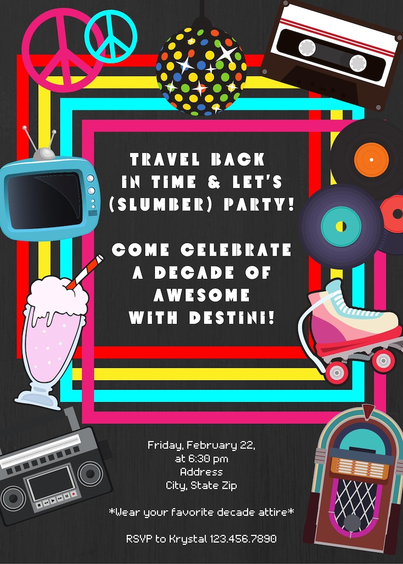 Decades Party Invitation - Etsy