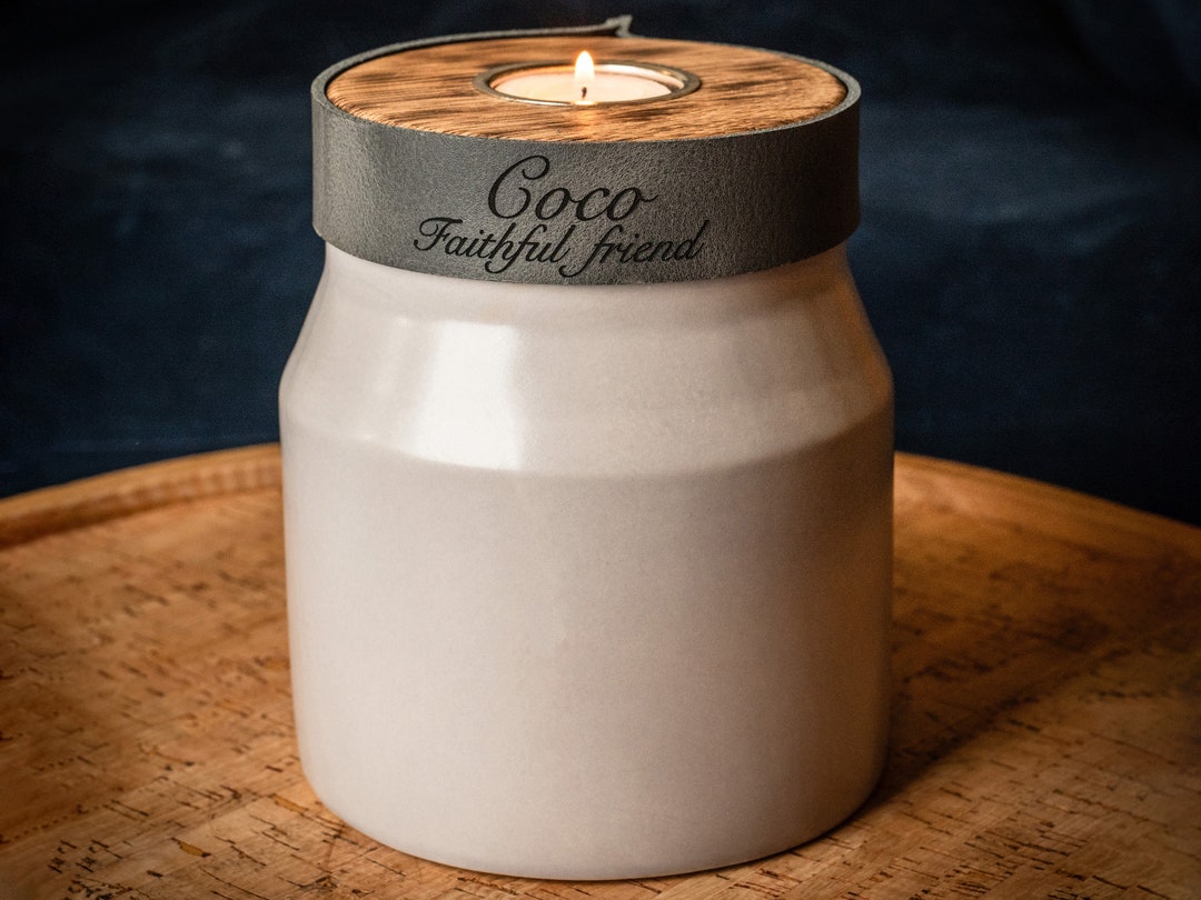 Pet Urn for Cremation Ashes, Small Size, Modern Candle Urn, Mist Grey ...