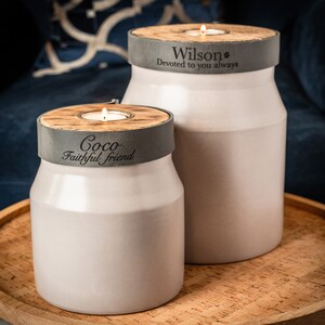 Pet Urn for Cremation Ashes, Small Size, Modern Candle Urn, Mist Grey ...