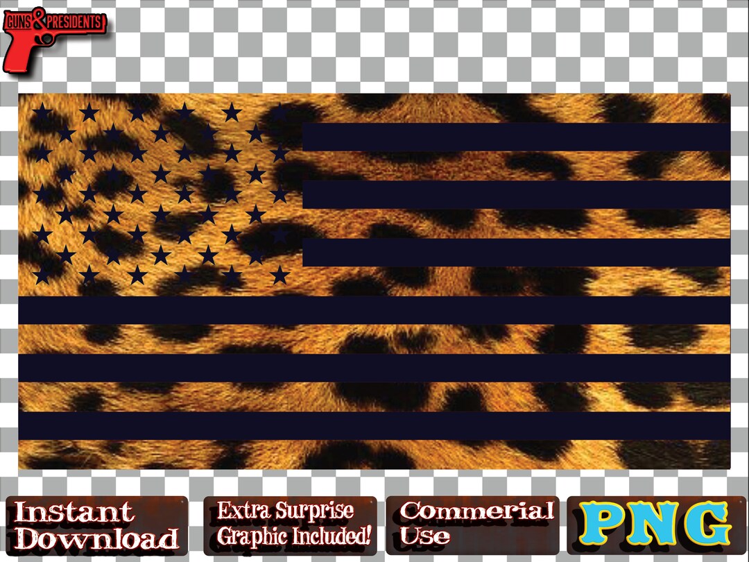 Leopard Print Flag USA Stars and Stripes PNG - Etsy