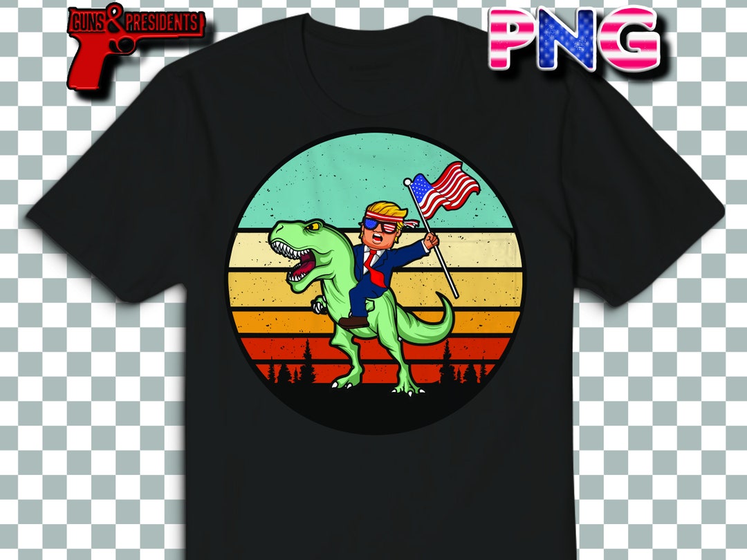 Donald Riding T Rex Png, Trump Dinosaur, Funny Retro Rainbow Trump ...