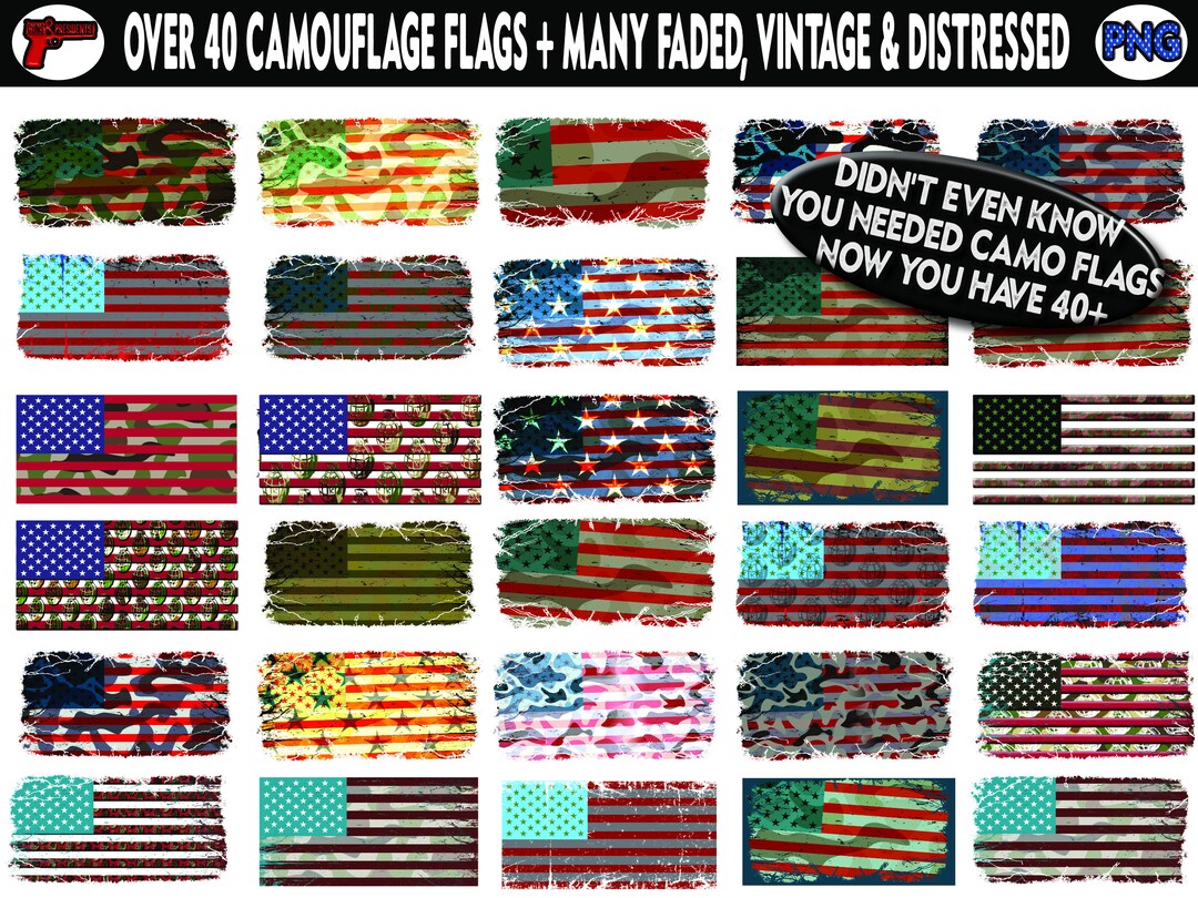 Military Camo US Flag PNG Bundle, Army, Navy, Marine American Flag ...