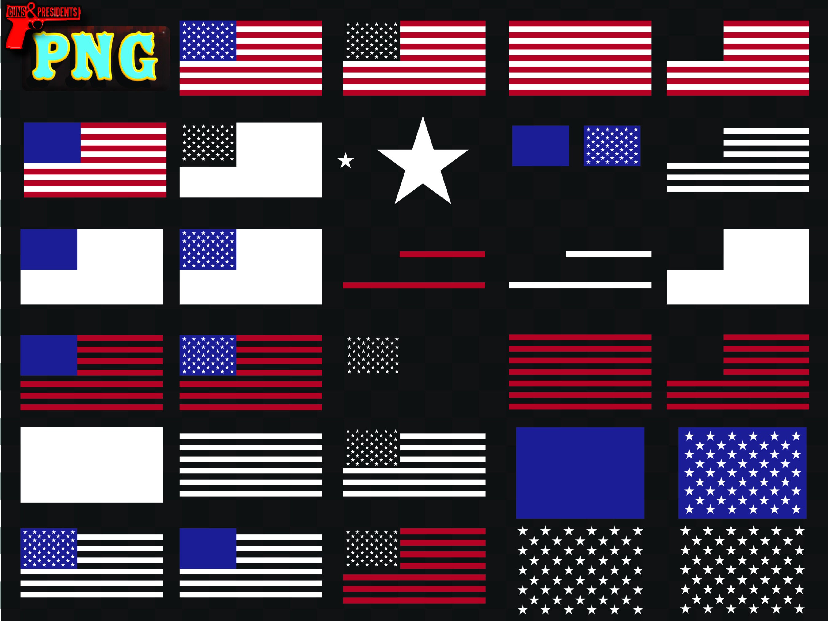 US Flag All Layers Png Bundle, United States Flag Design Bundle, US ...