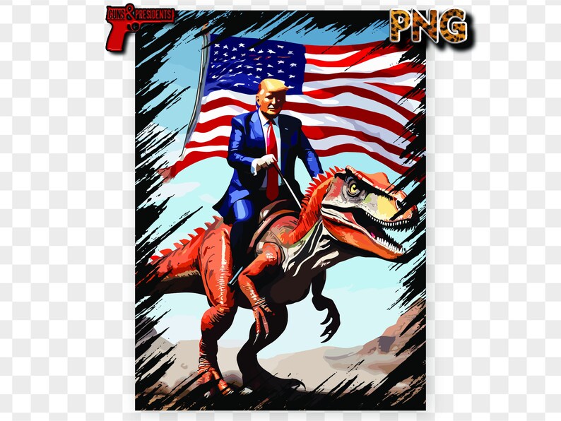 Trump Riding T Rex Shirt, Trump Dino Design, Digital Png, Trump PNG ...