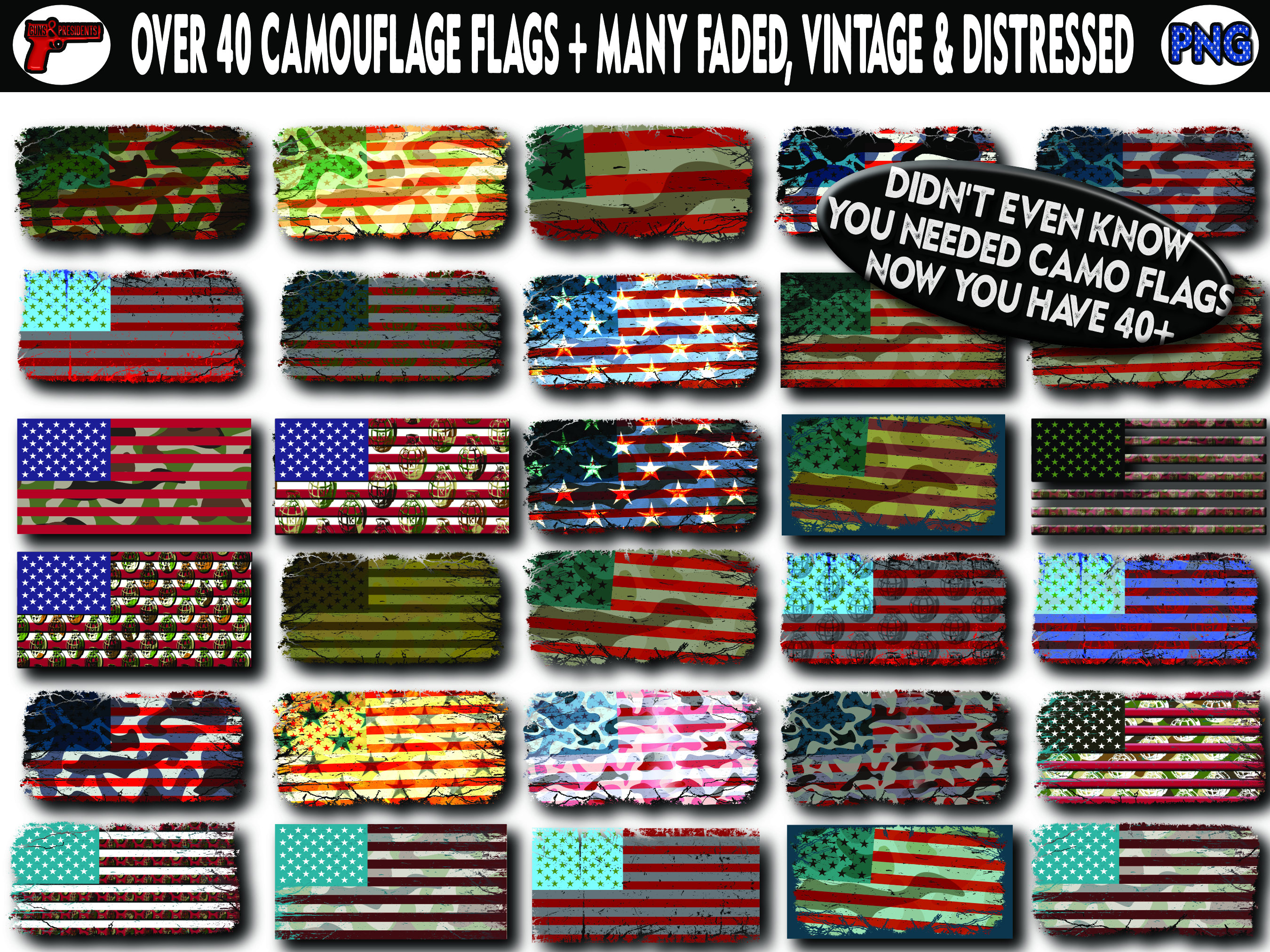 Military Camo US Flag PNG Bundle, Army, Navy, Marine American Flag ...