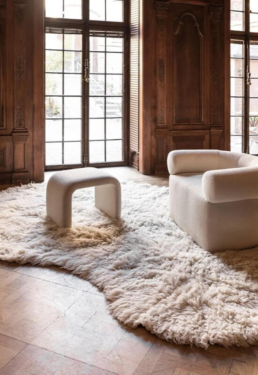 Cozy Irregular Sheepskin Soft Plush Hand Tufted New Zealand Wool Area ...