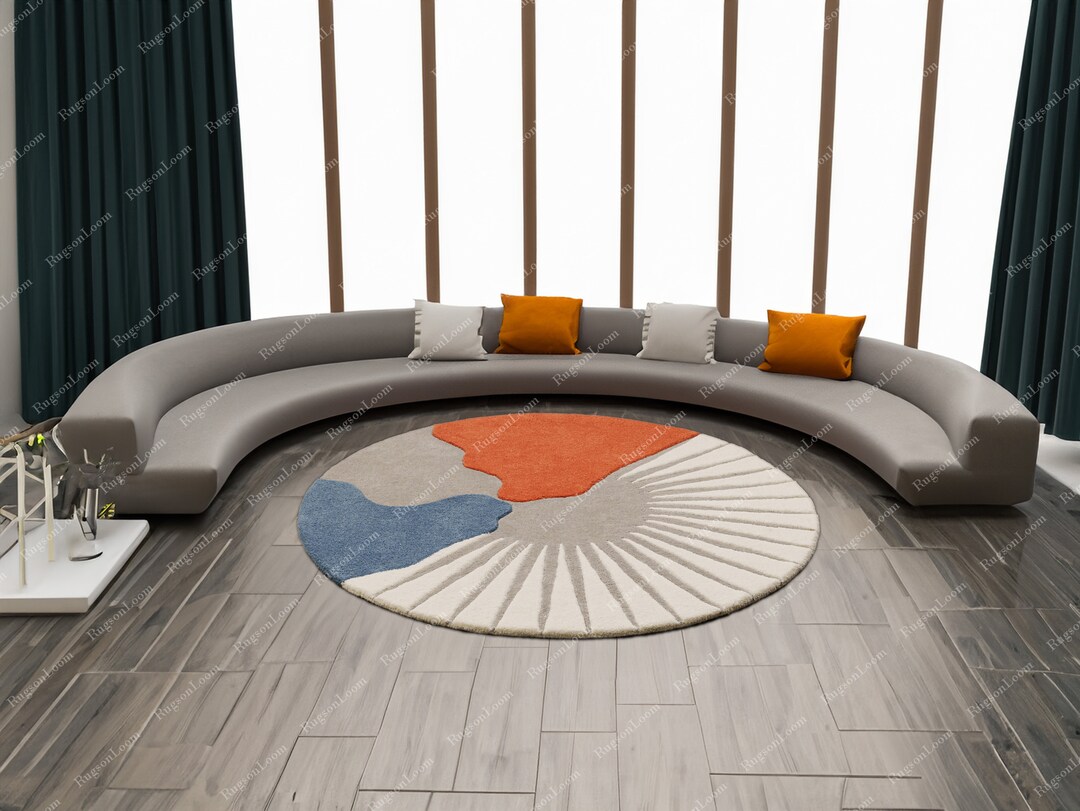 Rising Sun Contemporary Hand Tufted Pure New Zealand Wool Area Rug for ...