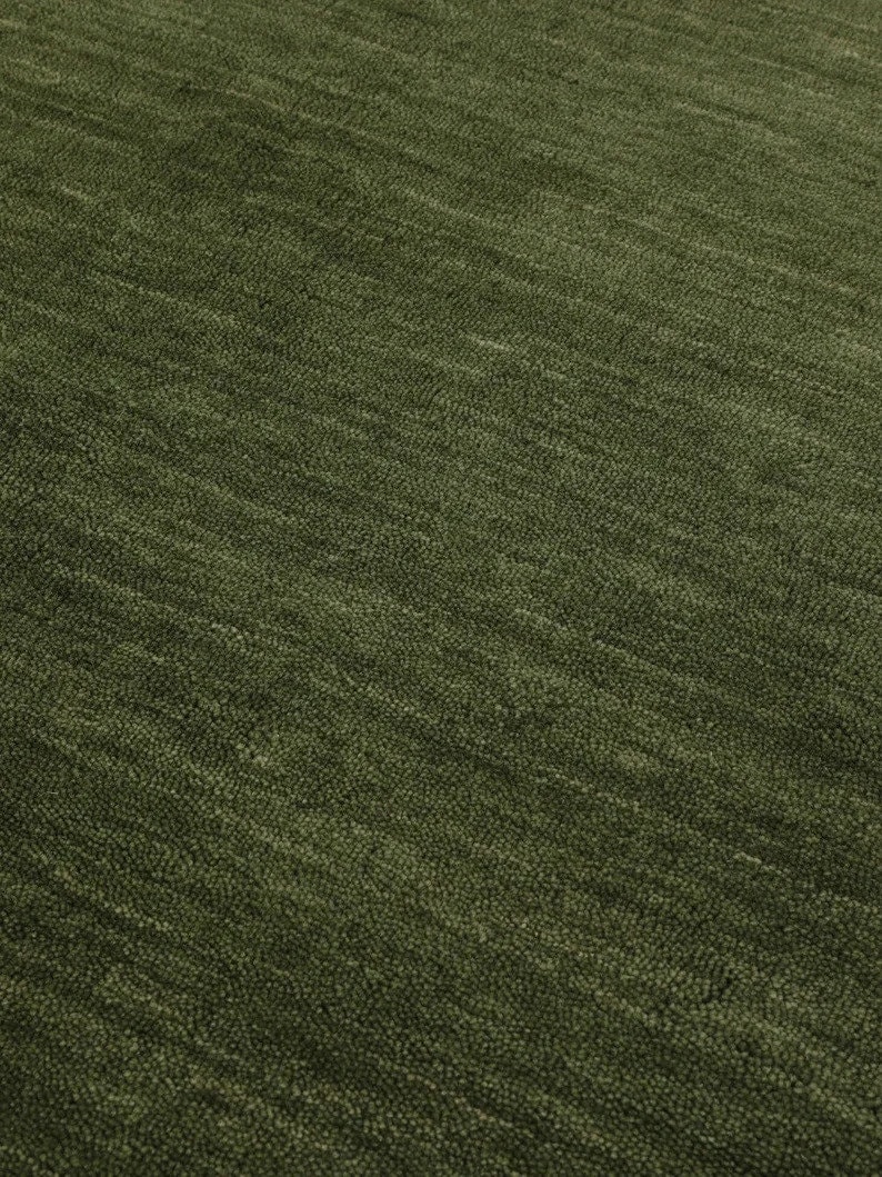Olive Green Solid Round Rug Soft Hand Loom New Zealand Wool Area Carpet ...