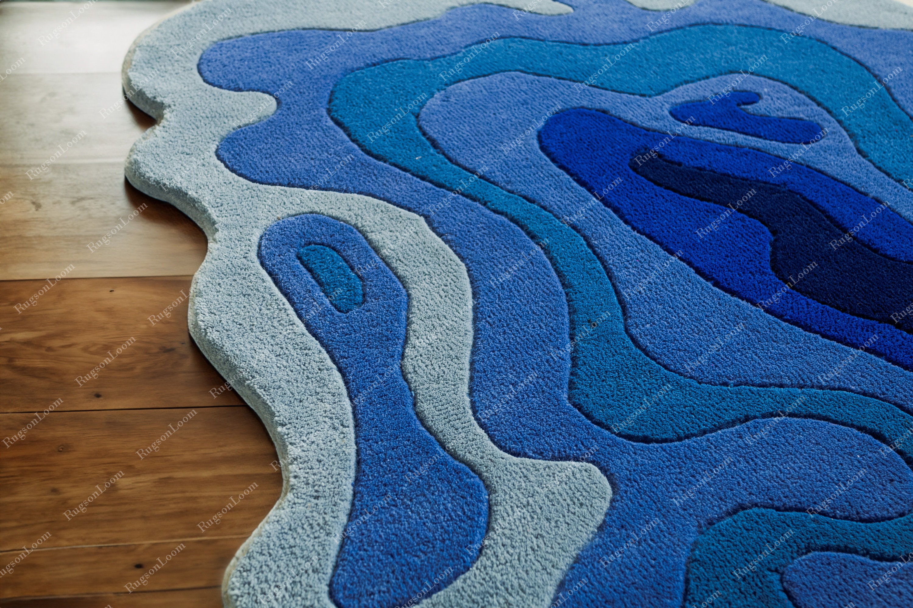 Blue and Bros Irregular Contemporary Hand-tufted Area New Zealand Wool ...