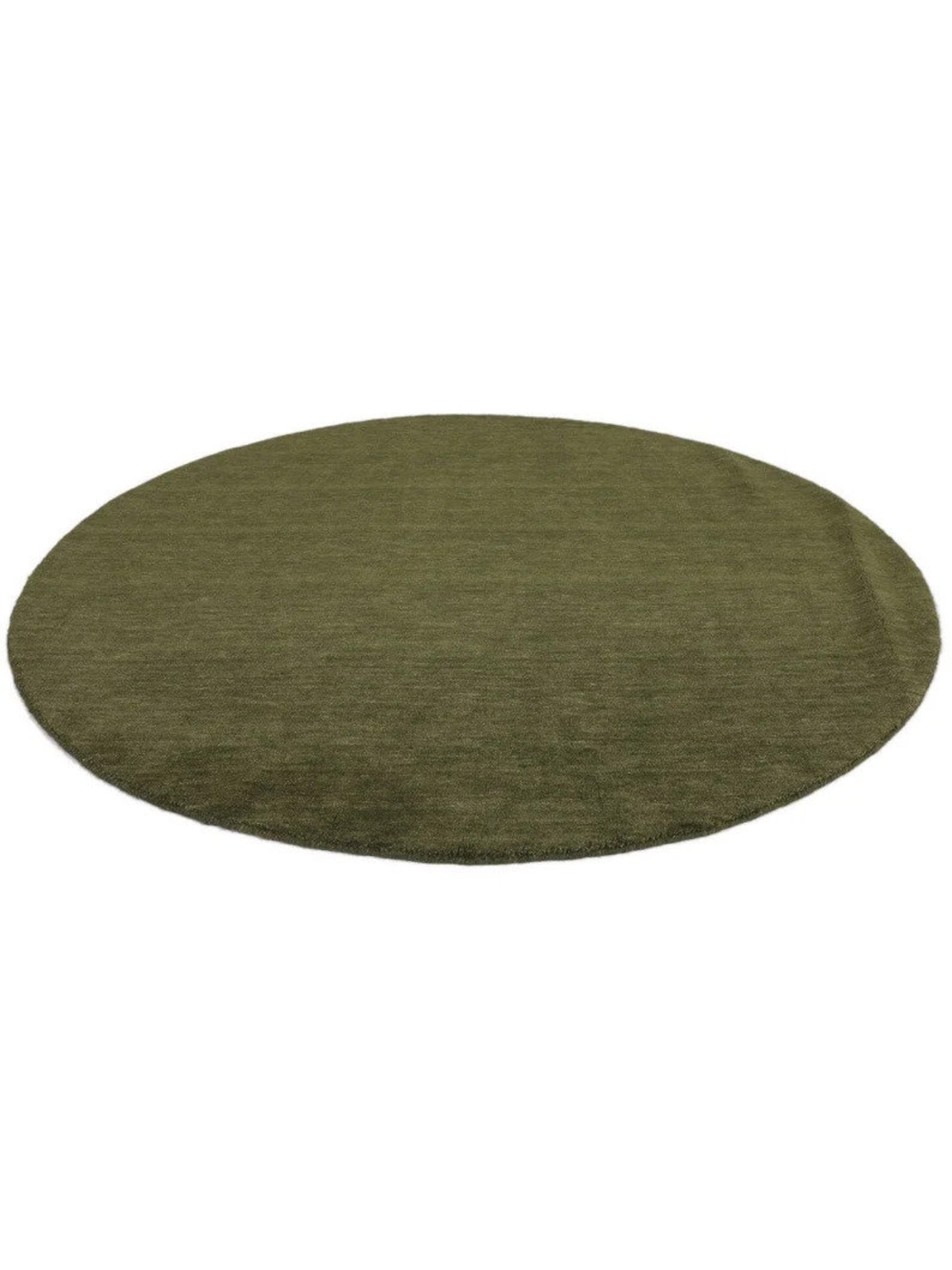 Olive Green Solid Round Rug Soft Hand Loom New Zealand Wool Area Carpet ...