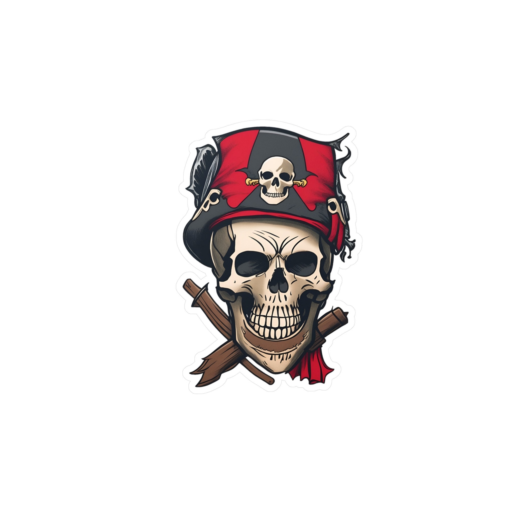 Scary Pirate Skull Sticker - Pirate Skull Digital Decal, Custom Skull ...