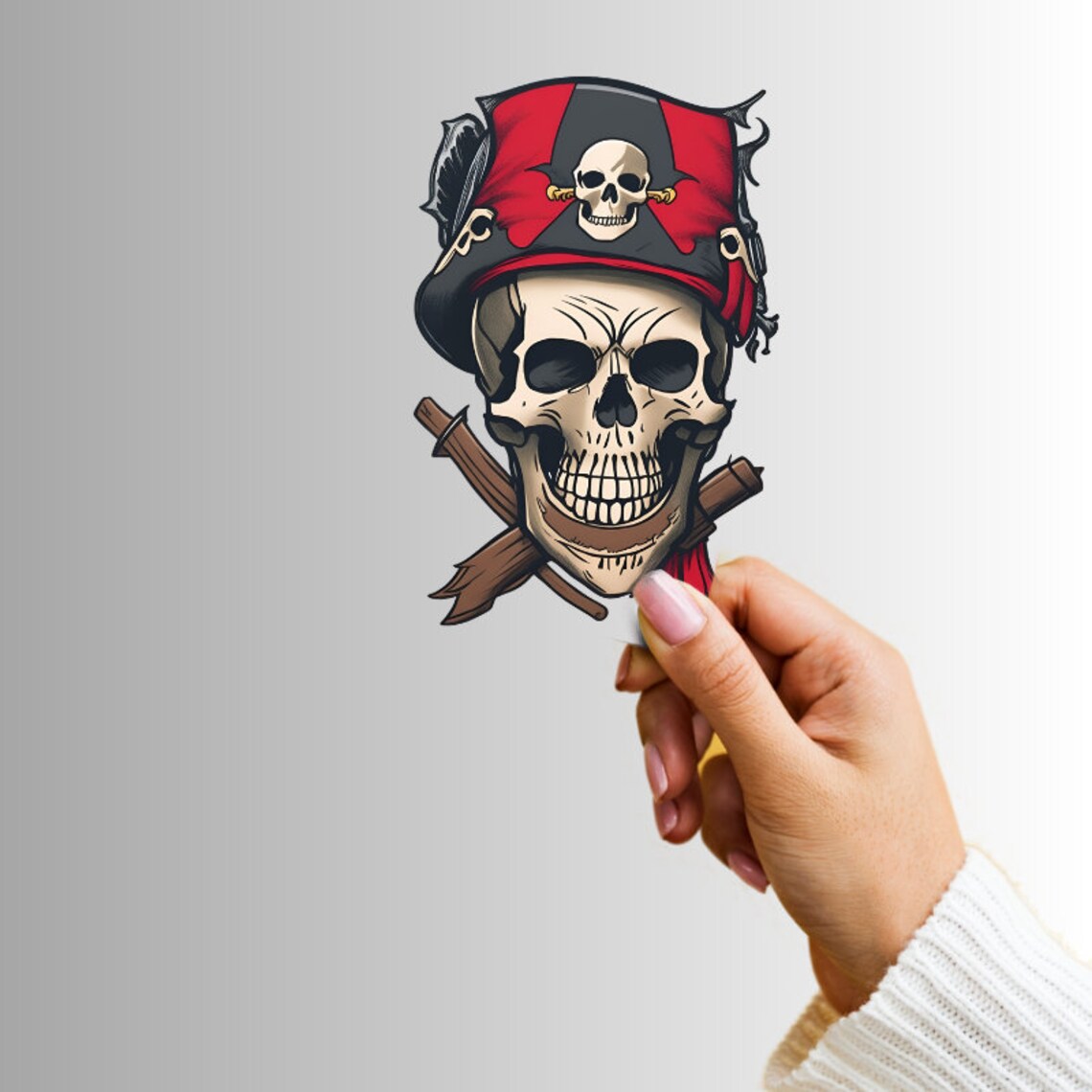 Scary Pirate Skull Sticker Pirate Skull Digital Decal, Custom Skull ...