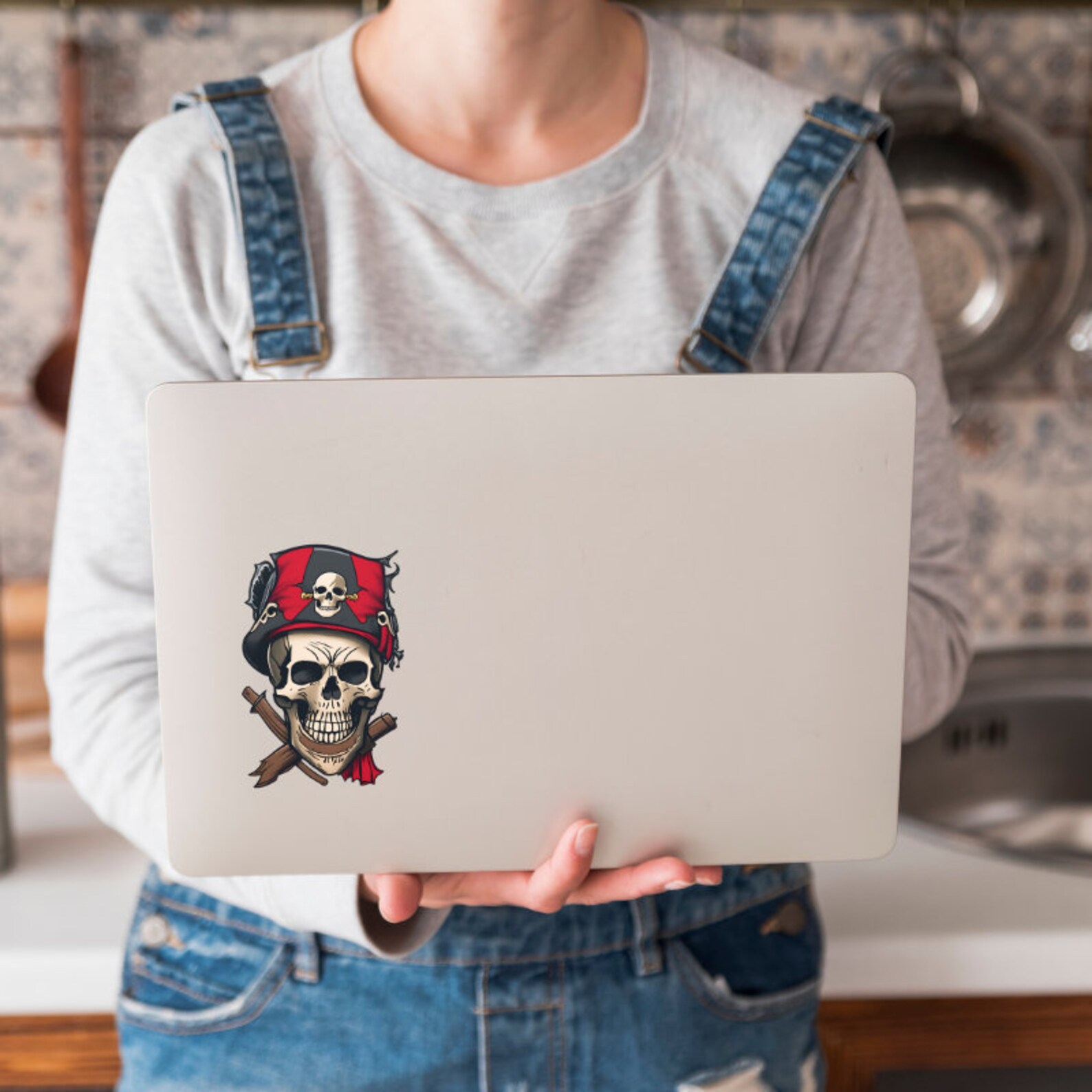 Scary Pirate Skull Sticker - Pirate Skull Digital Decal, Custom Skull ...