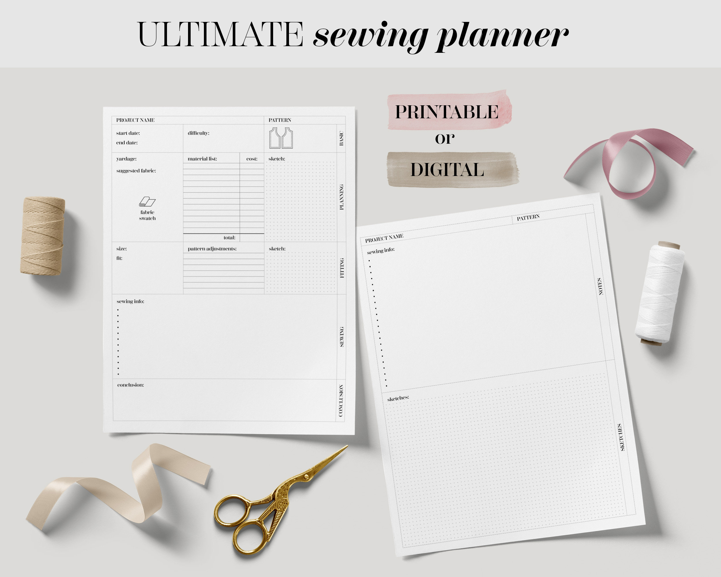 Ultimate Printable or Digital One Garment Sewing Planner, Digital ...