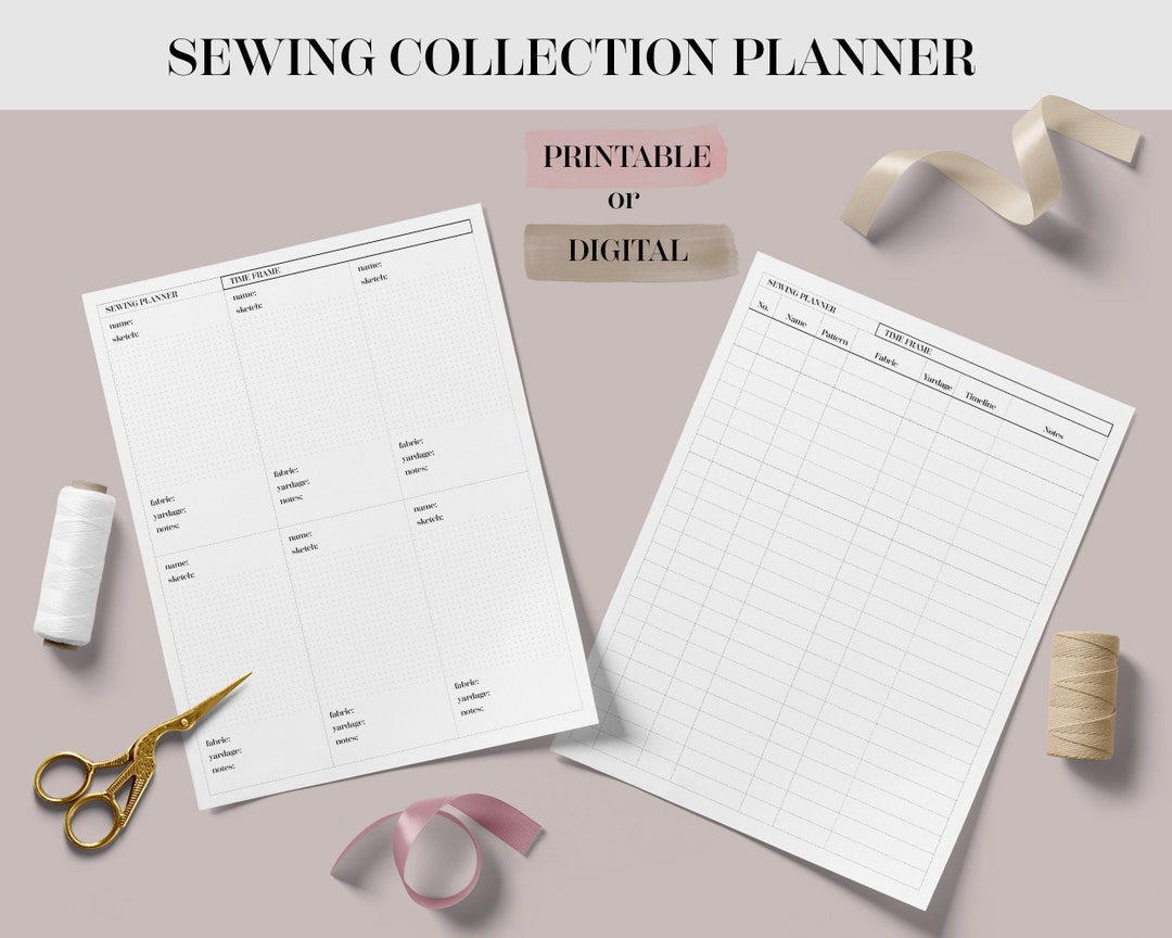 Sewing Goals Weekly Monthly Yearly Seasonal Planner, Digital Sewing ...