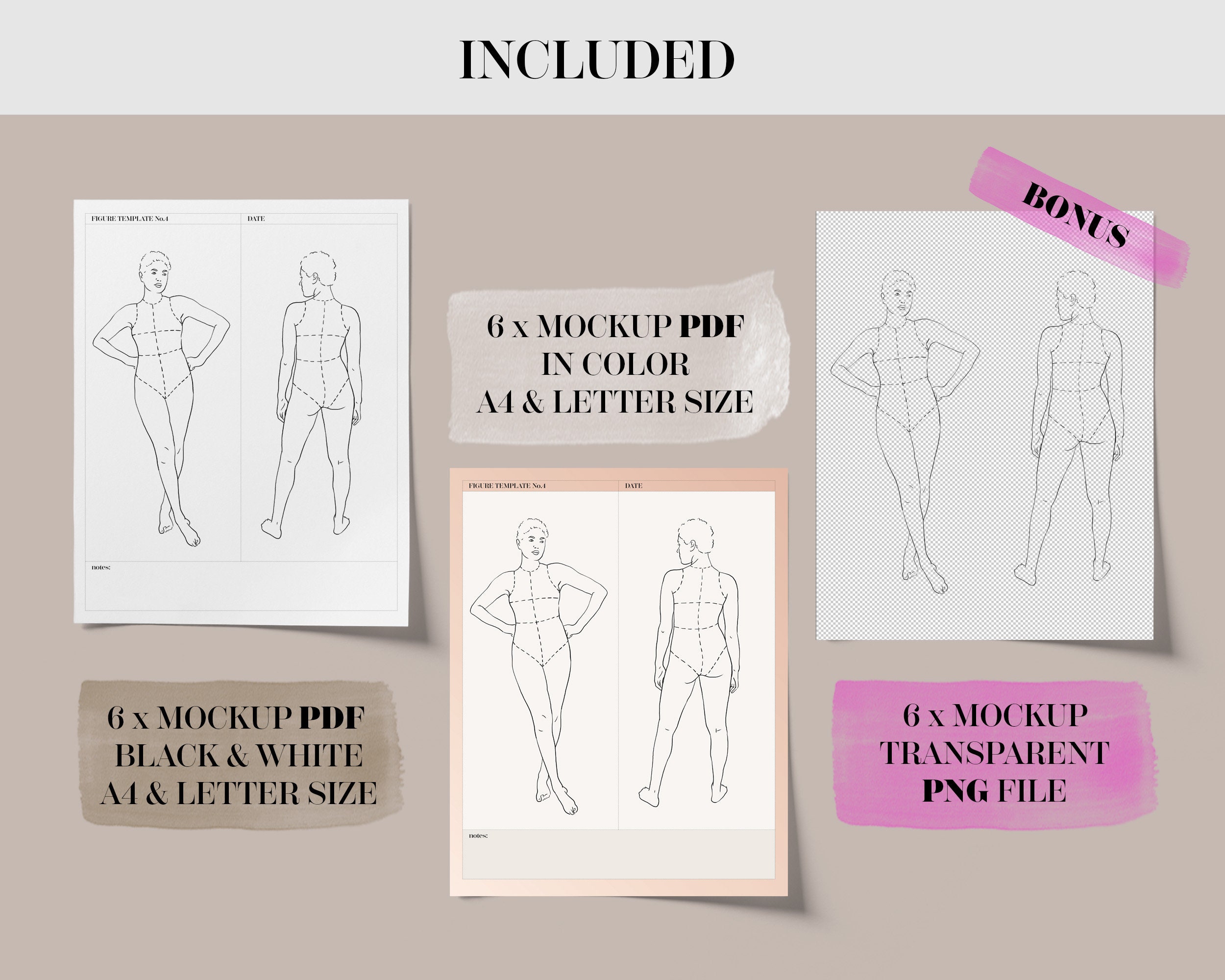 Realistic Body Fashion Figure Printable Template Bundle Set of - Etsy ...