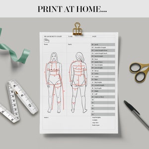 Body Size Chart Printable Digital Women Body Measurement - Etsy