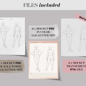 Realistic Body Fashion Figure Printable Template Bundle Set of 6 ...