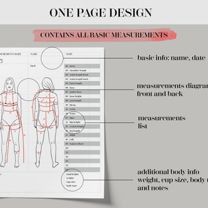Body Size Chart Printable Digital Women Body Measurement - Etsy