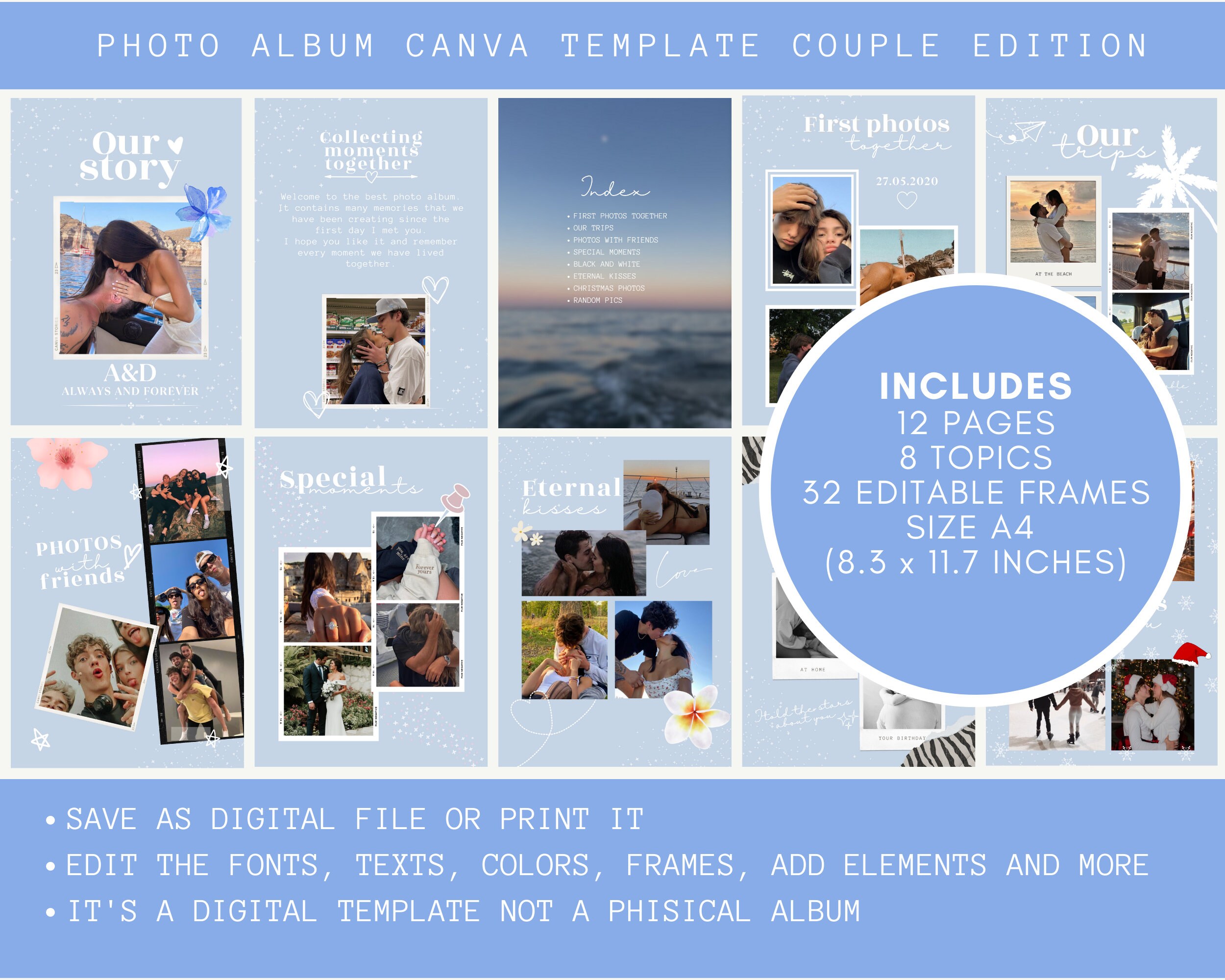 Photo Album Template, Printable Photo Album, Digital Canva Template ...