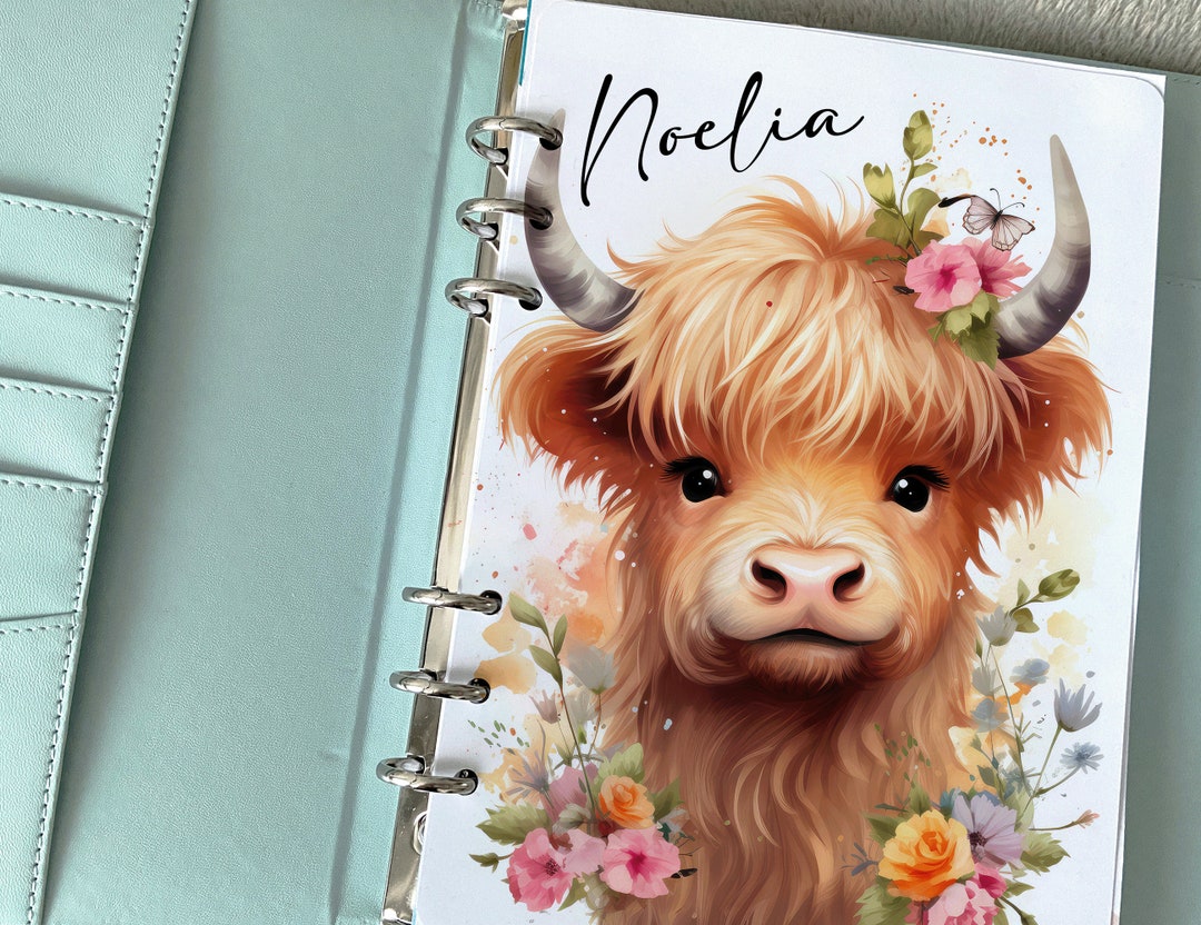 A5 Highland Cow Dashboard Cover Sheet Divider Sheet Punched and ...