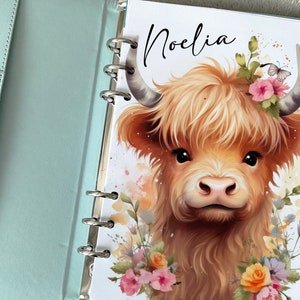A5 Highland Cow Dashboard Cover Sheet Divider Sheet Punched and ...