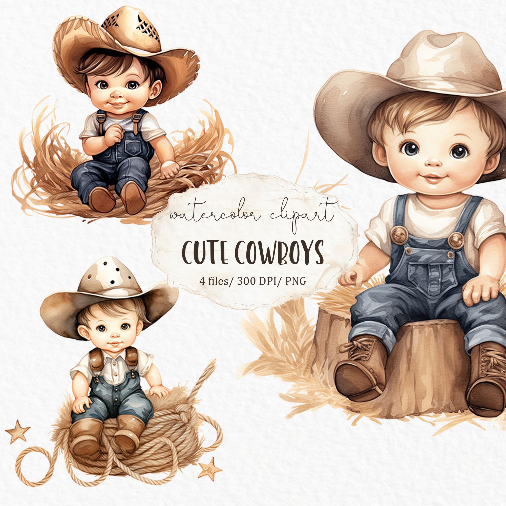 Cute Cowboys Watercolor Clipart PNG - Country Boy Wild West Western ...