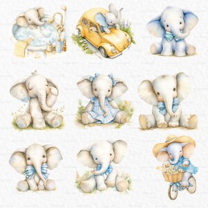 Blue Baby Elephant Png - Baby Boy Shower Watercolor Clipart Birth ...