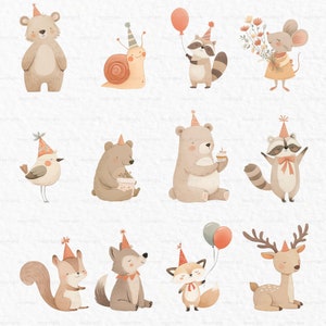 Woodland First Birthday Watercolor Png - Woodland Animals Woodland Baby ...