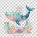 Baby Whale Watercolor Clipart PNG - Cute Nursery Wall Art Cartoon ...