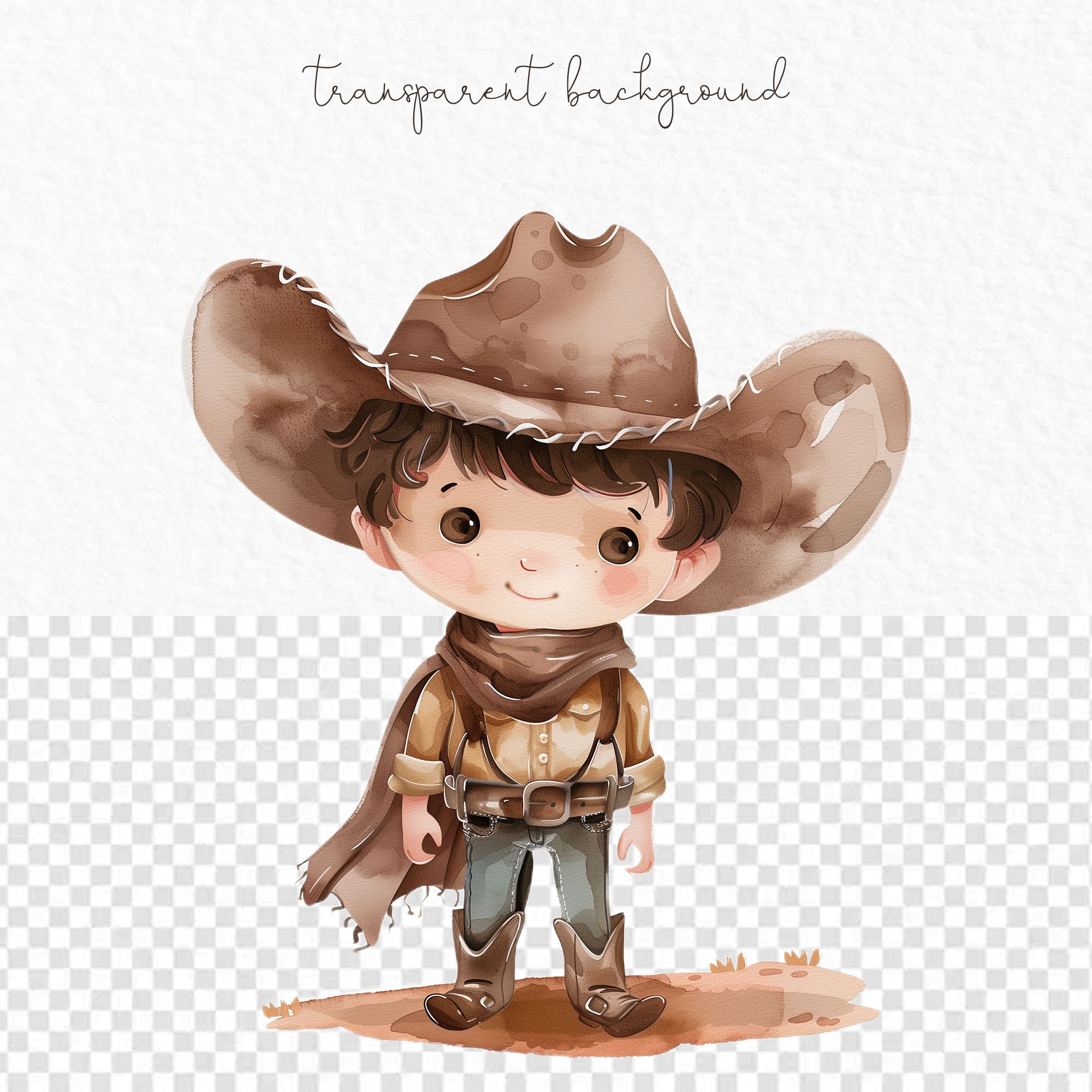 Baby Cowboy Clipart PNG Baby Shower Western Birthday African American ...