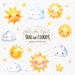 Sun Cloud Watercolor Clipart PNG #w48 - Etsy