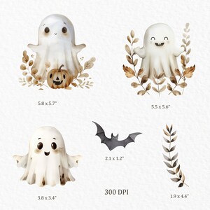 Cute Ghost Watercolor Clipart PNG #w50 - Etsy