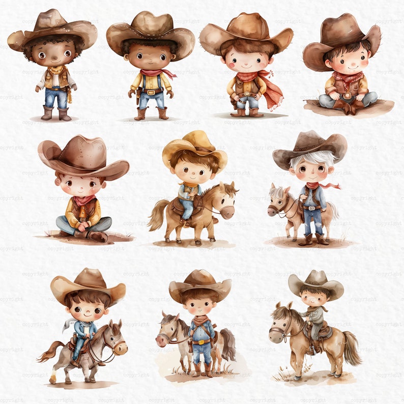 Baby Cowboy Clipart PNG - Baby Shower Western Birthday African American ...