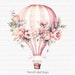 Pink Hot Air Balloon Watercolor Clipart PNG Flower Baby Shower Nursery ...