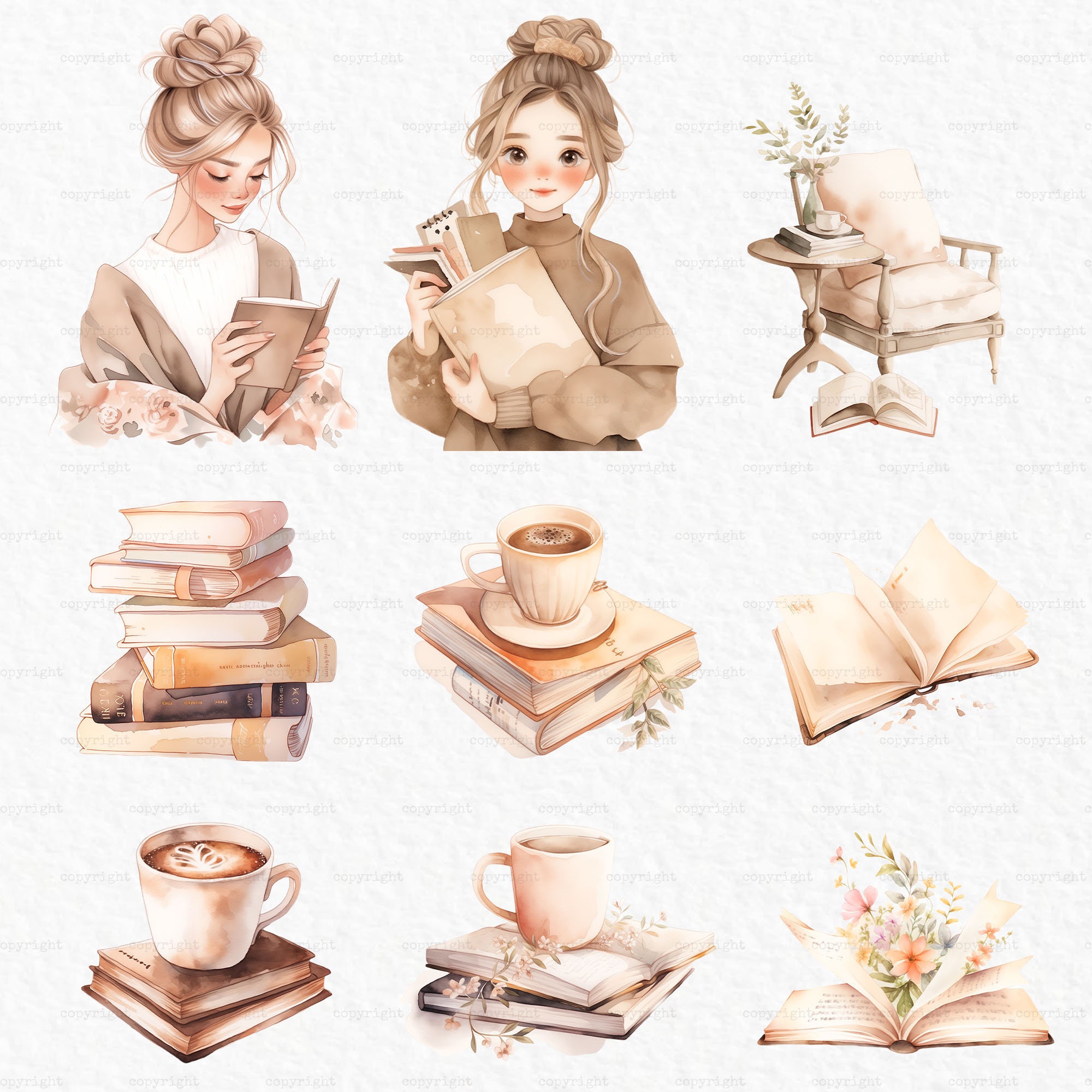 Planner Girl Clipart PNG Aesthetic Book Lover Clipart Fashion Cute ...