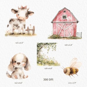 Farm Animal Watercolor Clipart PNG - #w45 - Etsy
