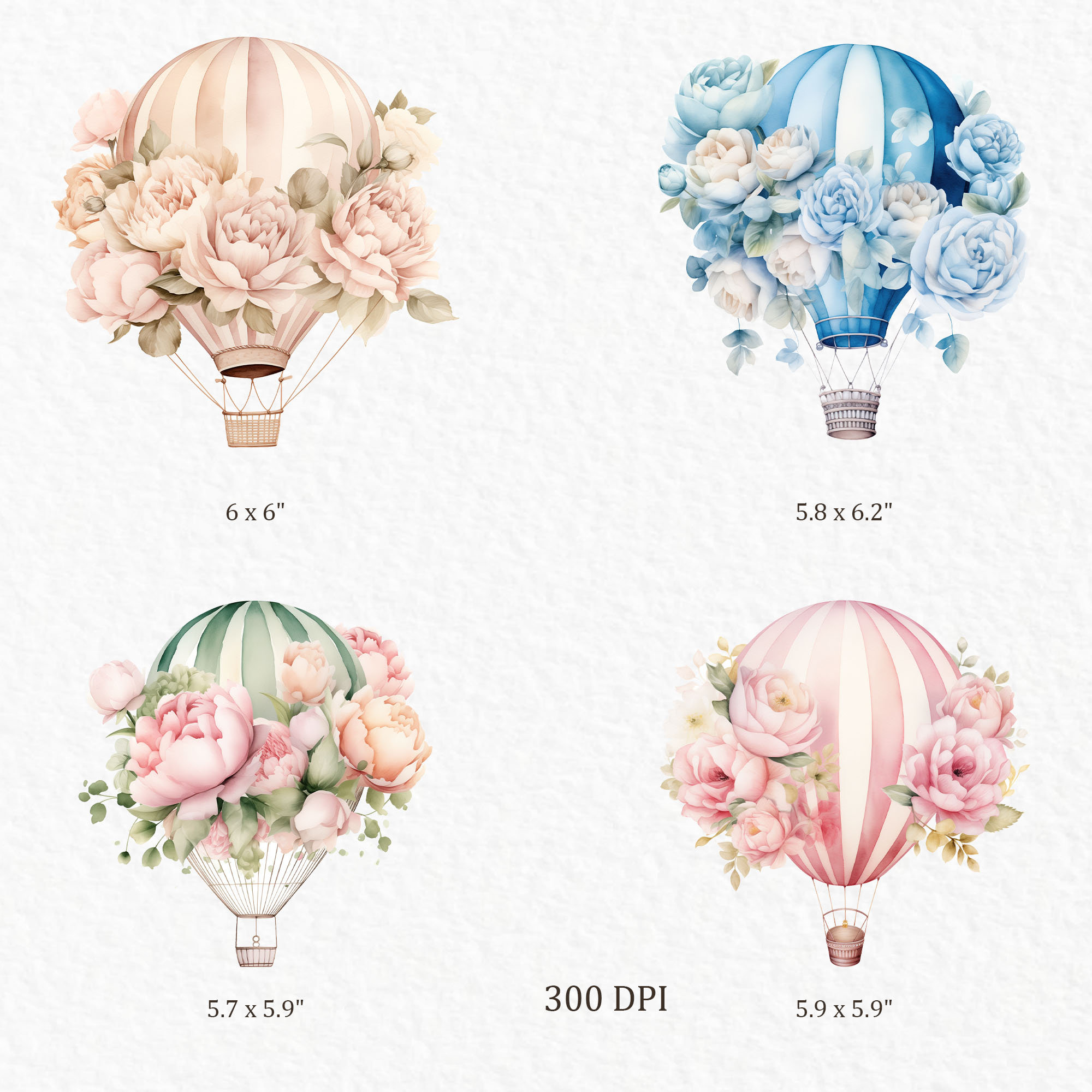 Floral Hot Air Balloon Png - Boho Pink Blue Neutral Beige Girl Baby ...