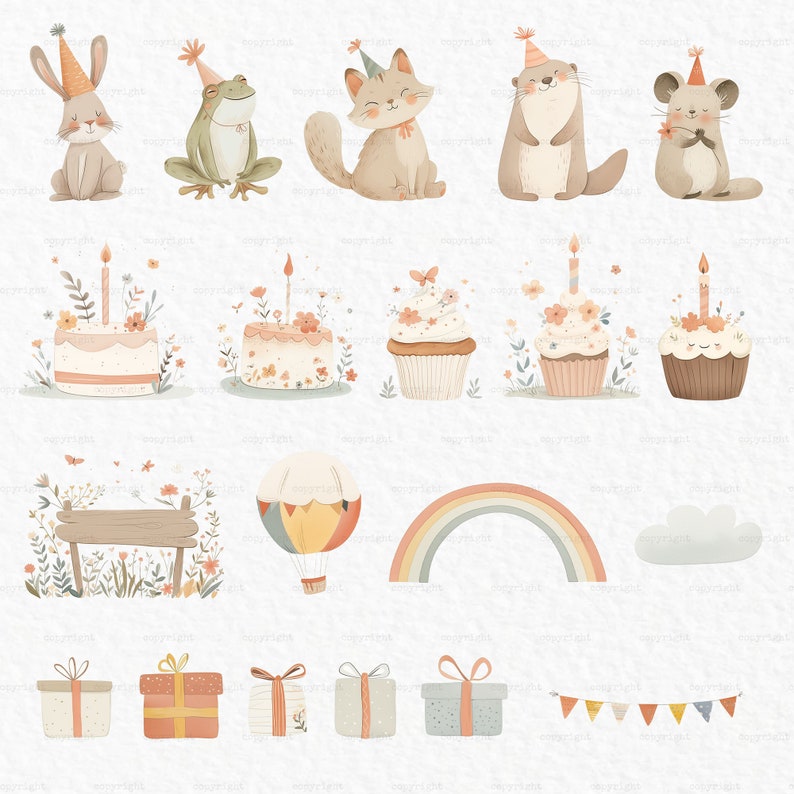 Woodland First Birthday Watercolor Png Woodland Animals Woodland Baby ...