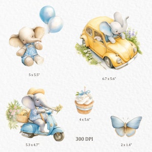 Blue Baby Elephant Png - Baby Boy Shower Watercolor Clipart Birth ...