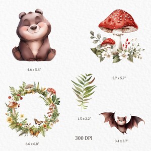 Boho Woodland Animal Watercolor Clipart PNG - #w59 - Etsy