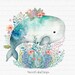 Baby Whale Watercolor Clipart PNG - Cute Nursery Wall Art Cartoon ...