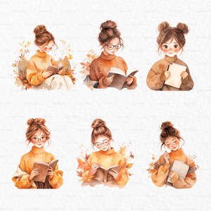 Cozy Reading Planner Girl Clipart PNG #w55 - Etsy
