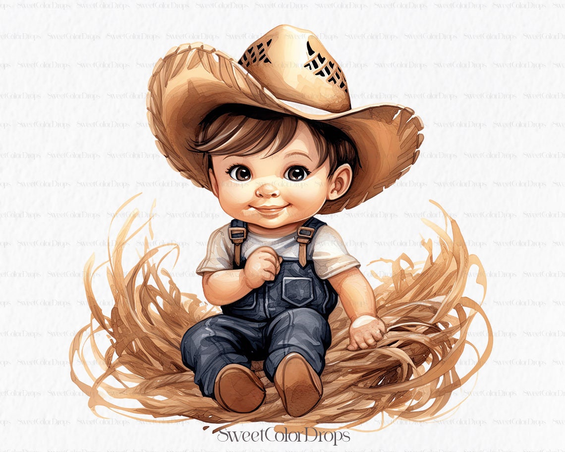 Cute Cowboys Watercolor Clipart PNG - Country Boy Wild West Western ...