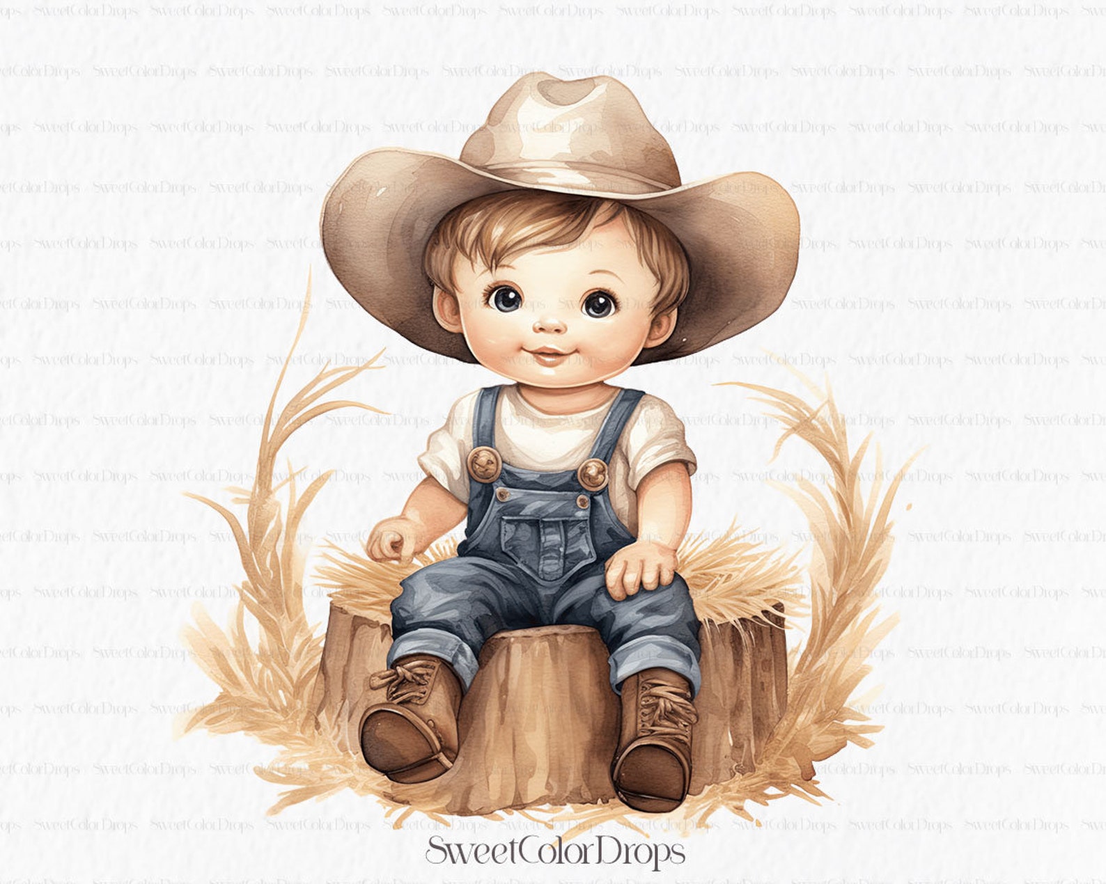 Cute Cowboys Watercolor Clipart PNG - Country Boy Wild West Western ...