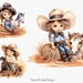 Little Cowboys Watercolor Clipart PNG - Cute Girl Farm Nursery Decor ...