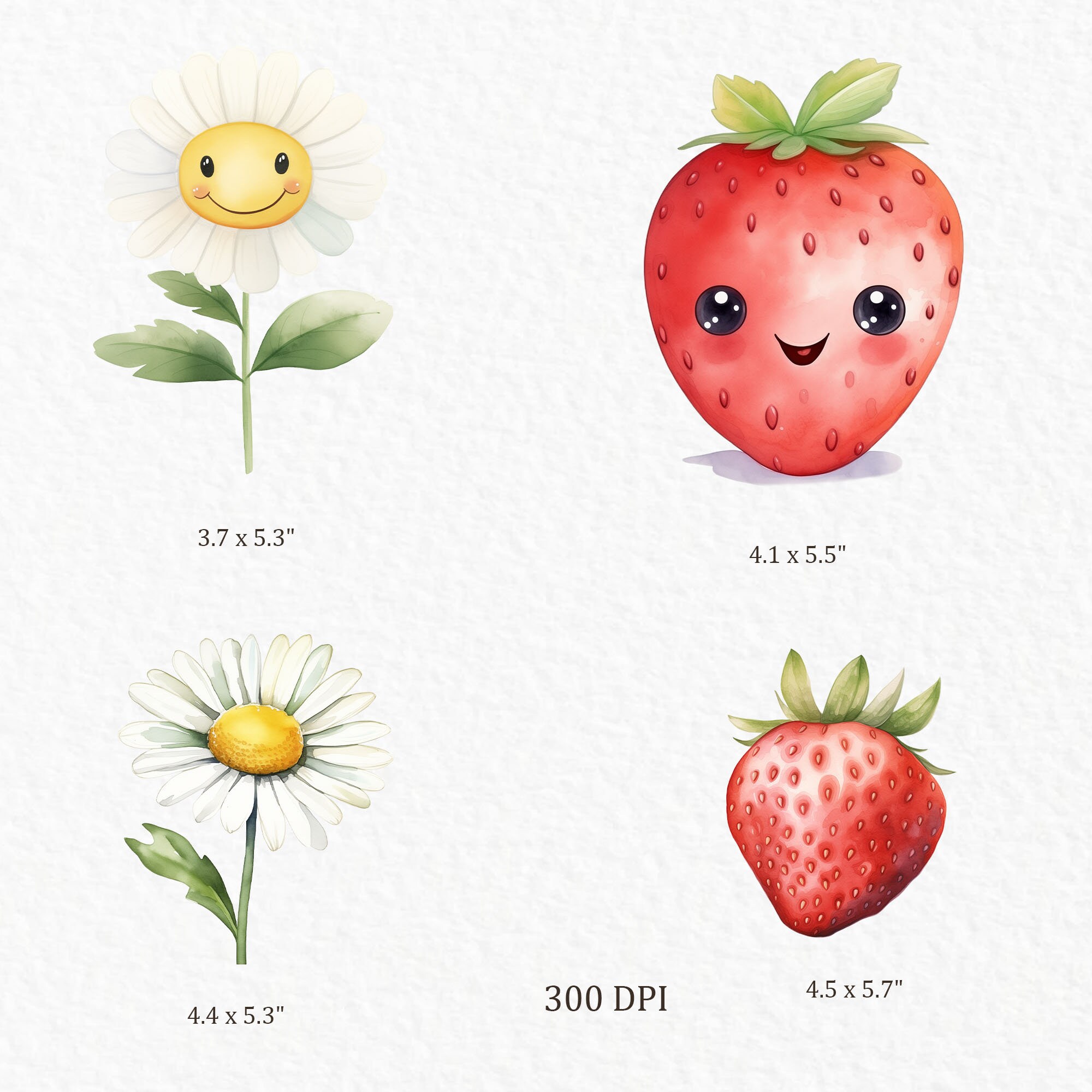 Berry First Birthday Watercolor Clipart - Strawberry Daisy Baby Shower ...