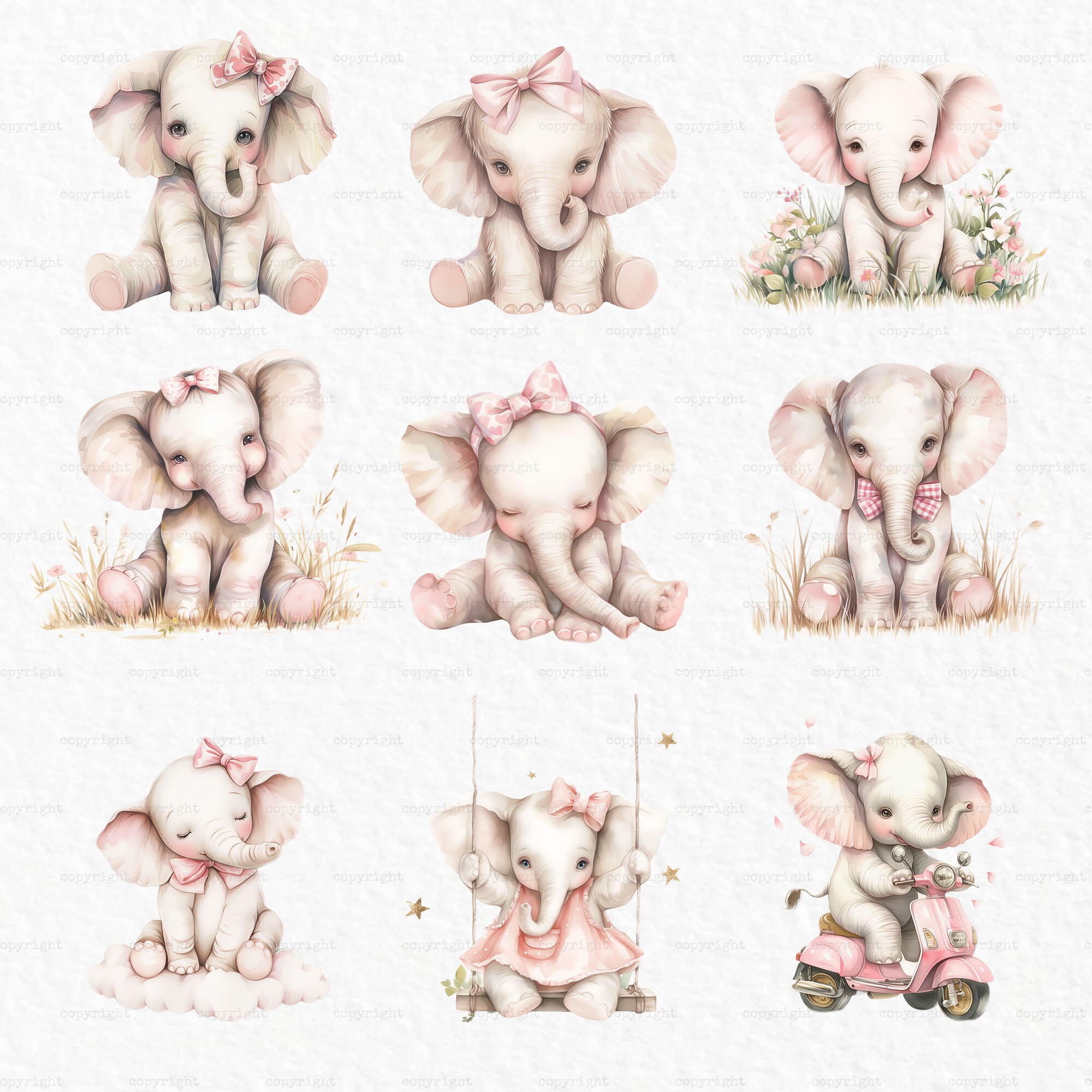 Elephant Baby Shower Clipart PNG Baby Elephant Its a Girl Gender Reveal ...